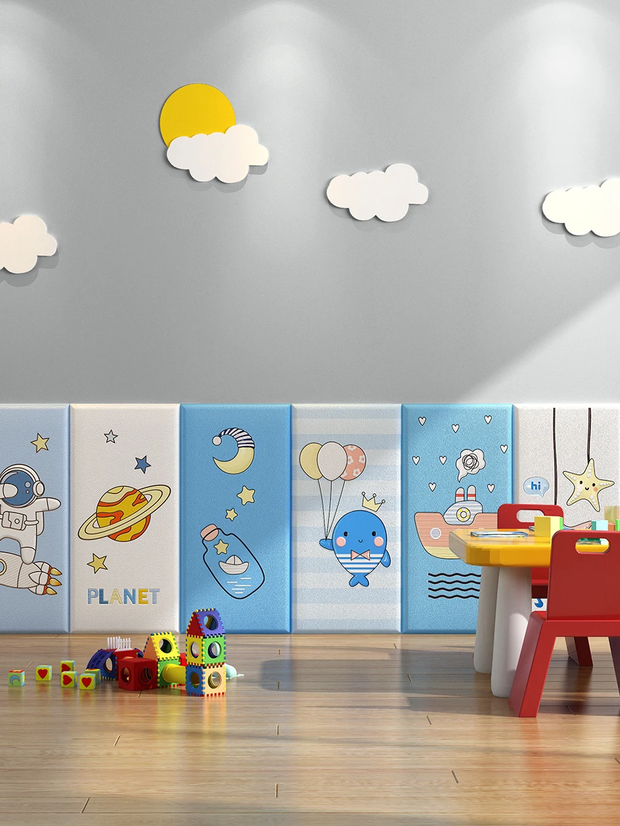 Self adhesive wallpaper, cartoon, children's wall stickers, soft bags ...