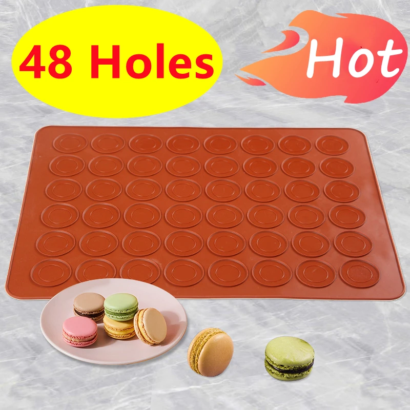 48/30 Holes Non-Stick Silicone Macaron Macaroon Pastry Oven Baking ...