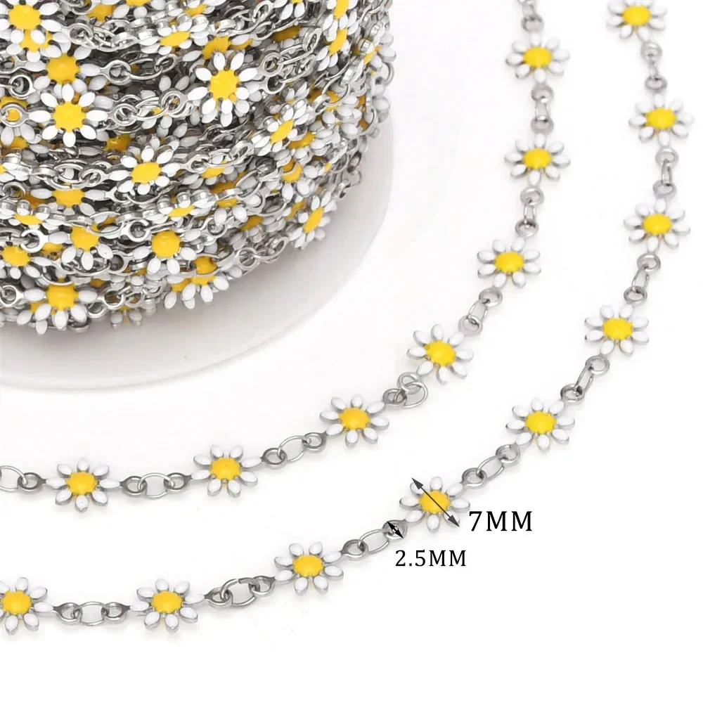 1Meter-Stainless-Steel-Enamel-Cute-Daisy-Chain-Gold-Plated-Link-Chain ...