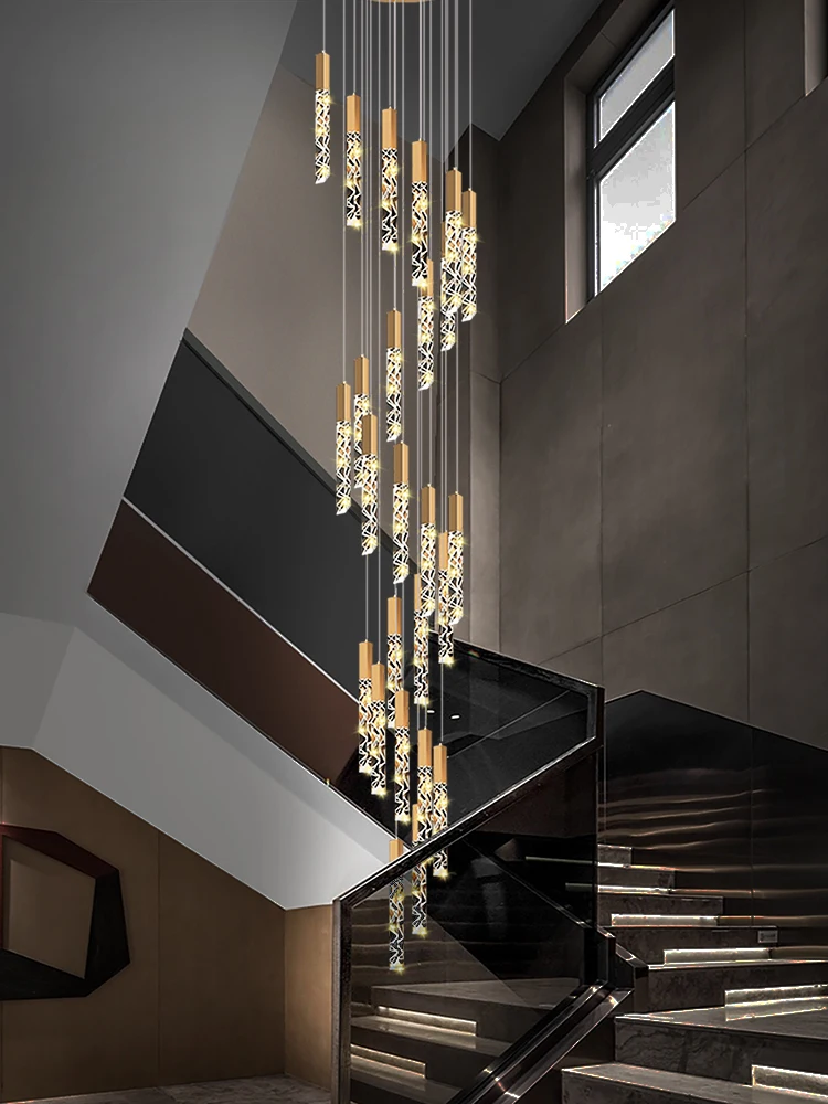 Crystal-Staircase-Pendant-Lamp-Modern-Gold-Lighting-Fixture-Ceiling ...