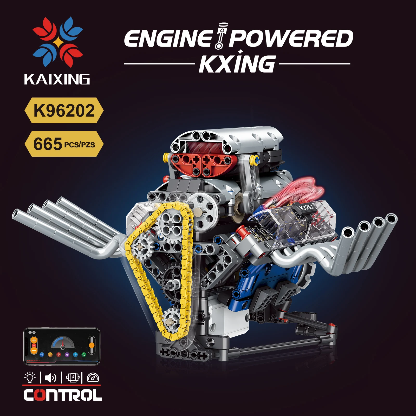 Ferraried Style V8 Engine Model Kit - Electroplated APP-Controlled ...