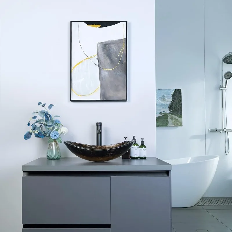 Bathroom-Vessel-Sink-Boat-Shape-Bathroom-Artistic-Glass-Vessel-Bowl ...