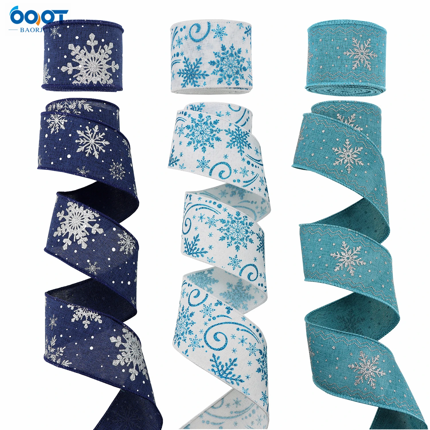 Christmas-Snowflake-Glitter-Powder-Metal-Wire-Wrapped-Ribbon-63MM ...