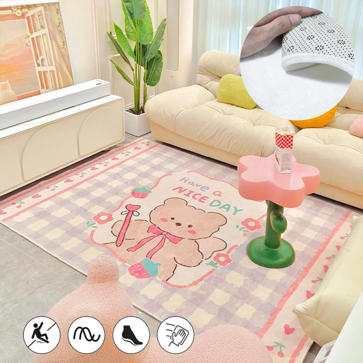 Cute-Cartoon-Girl-Room-Decoration-Rug-Short-Plush-Bedside-Rugs-for ...