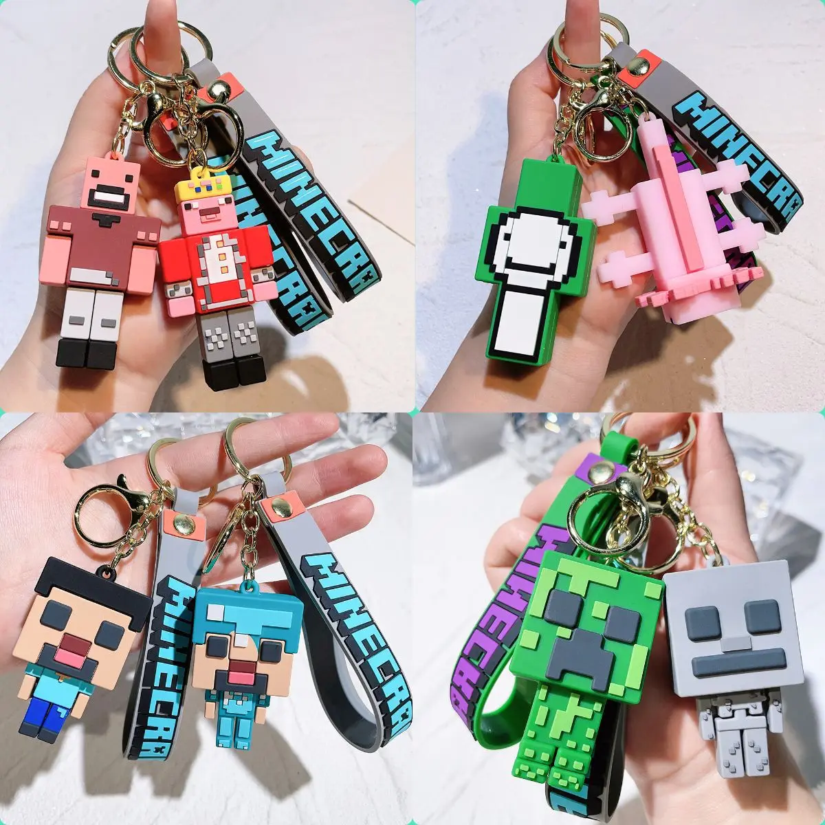 Game-Minecraft-Figure-Model-Toys-Pixel-Keychain-My-World-Cartoon ...