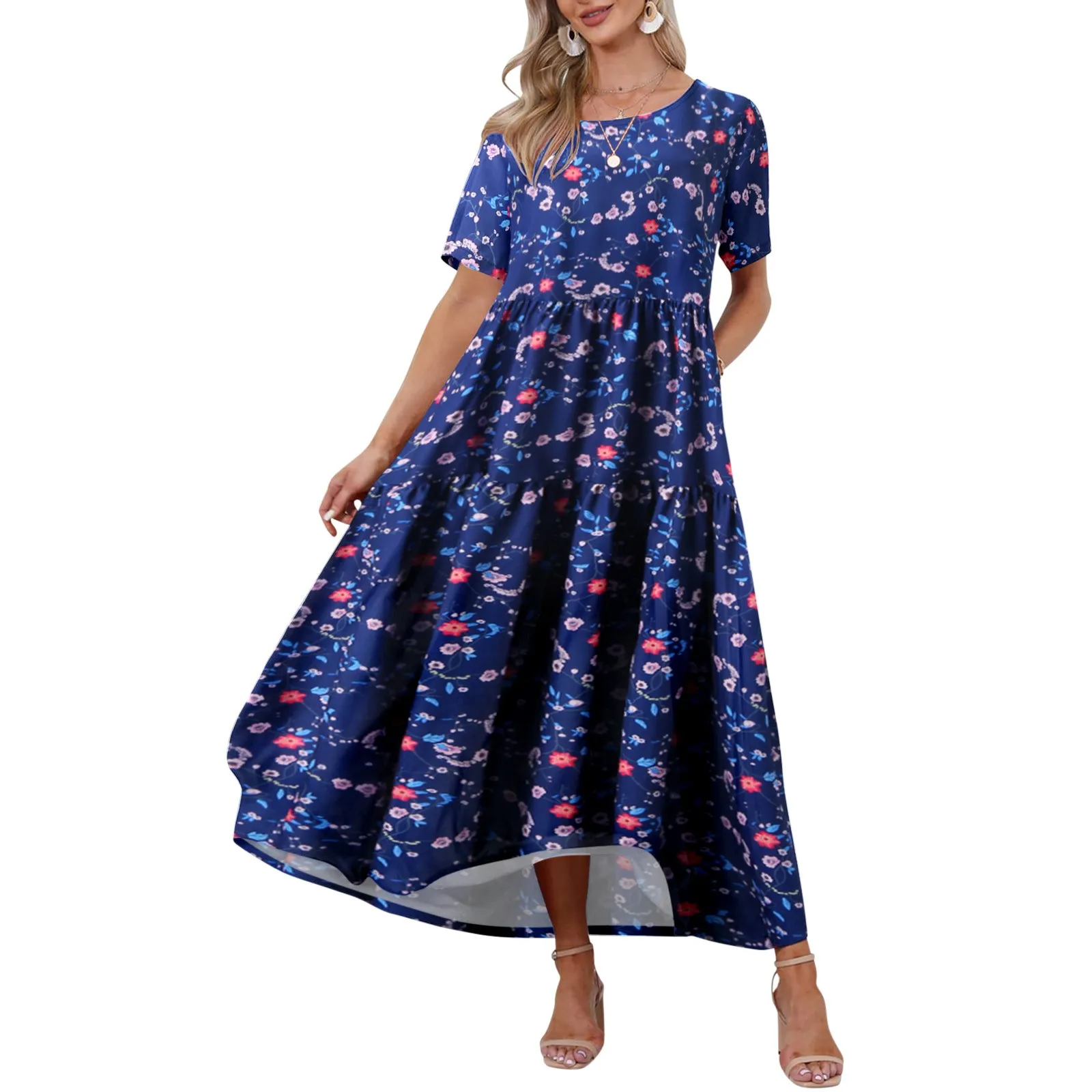 Chiffon Summer Dress Women Casual Loose Bohemian Floral Dress With ...