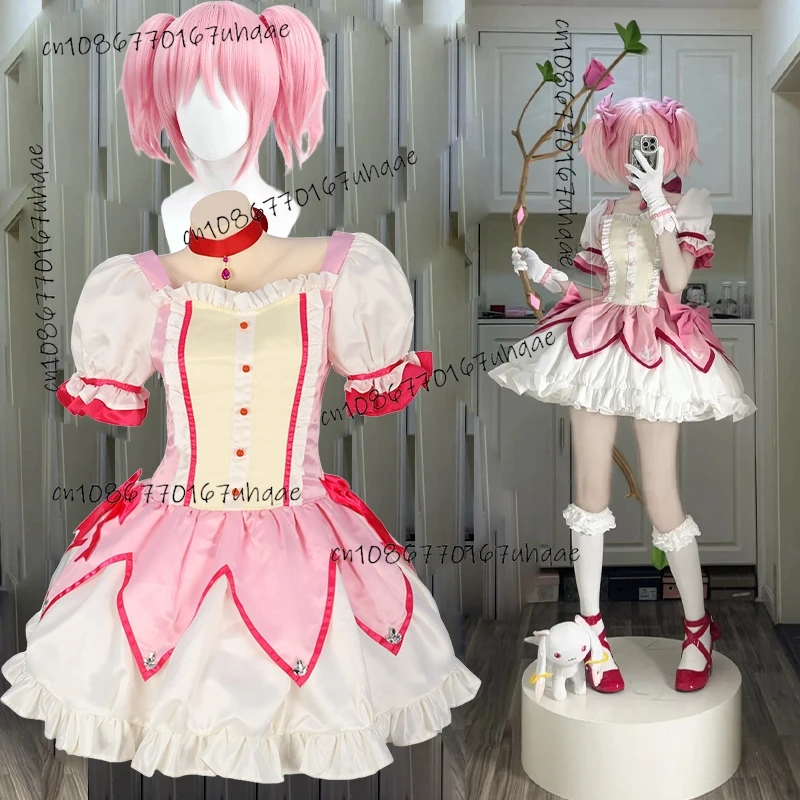 XS-2XL-Kaname-Madoka-Cosplay-Combats-Costume-Pink-Wig-PINK-Dress-Anime ...