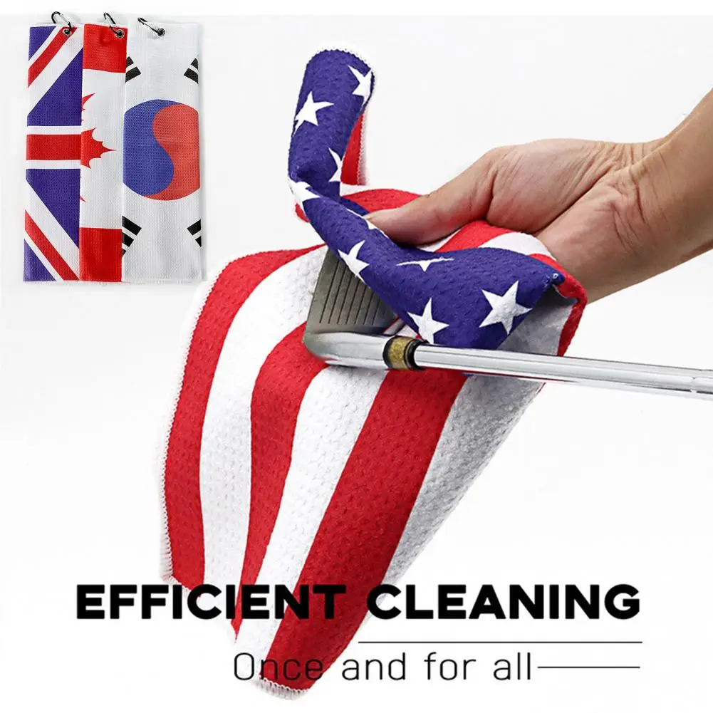 Golf Caddy Towel with Carabiner National Flag Pattern Golf Ball Putter ...
