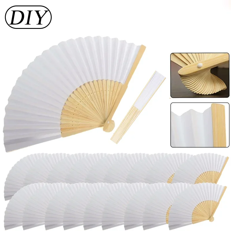 10-60PCS-Paper-Bamboo-Folding-Hand-Fan-Wedding-Personalized-Fans-Party ...