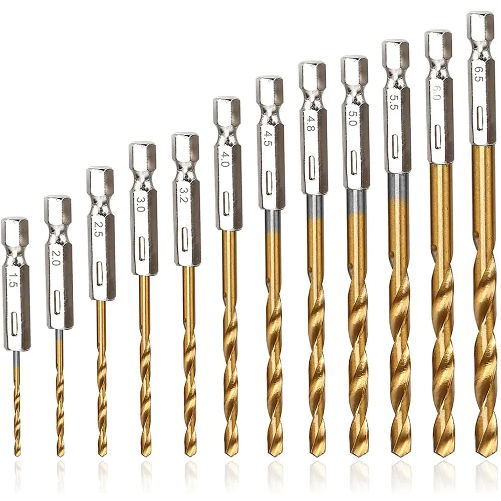 STONEGO-13PCS-1-5mm-6-5mm-Drill-Bit-Set-Titanium-Coated-High-Speed ...
