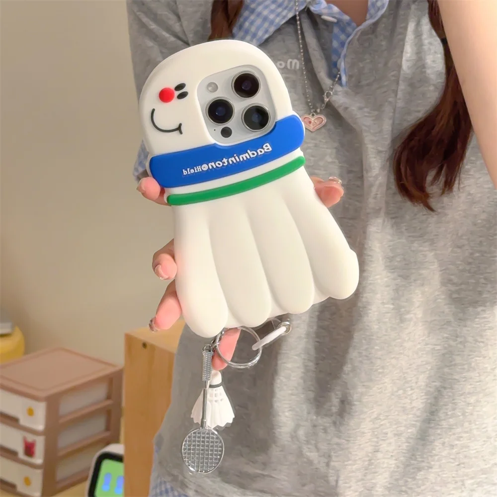 Kawaii 3D badminton phone case for iPhone 16 15 14 13 12 Pro Max ...