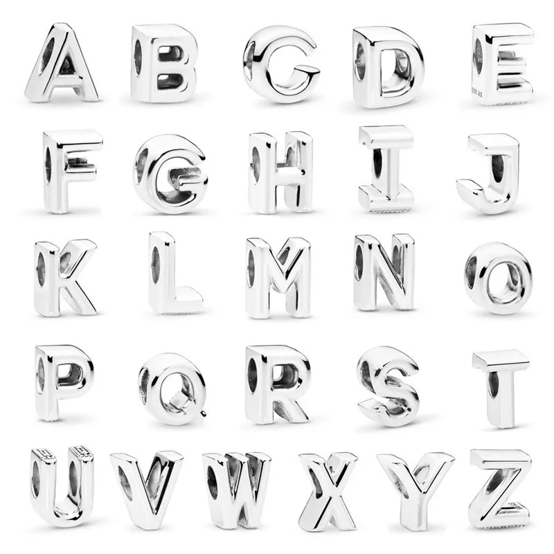 PANDORA-925-Sterling-Silver-Alphabet-Charm-26-English-Letters-A-Z-Beads ...