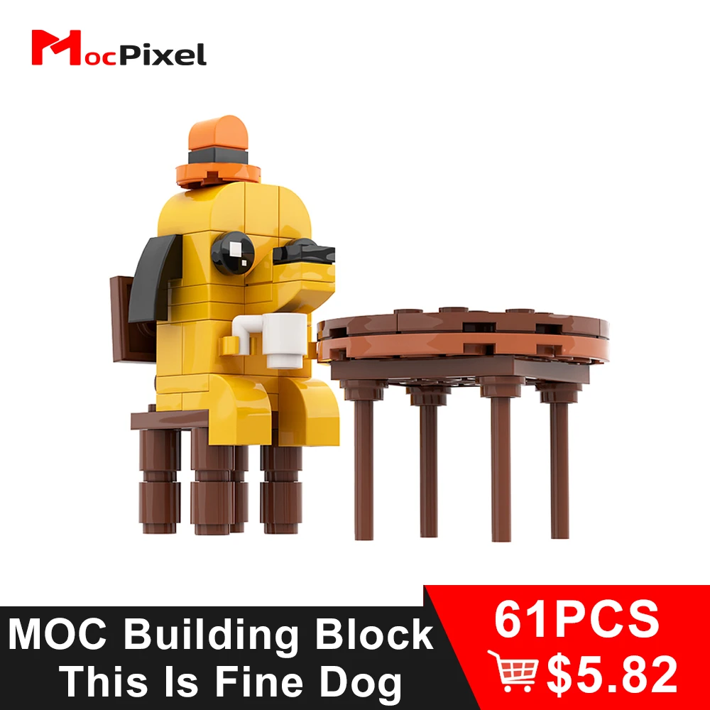 MOCPIXEL-This-Is-Fine-Meme-MOC-Building-Blocks-Cartoon-Creative-Animal ...