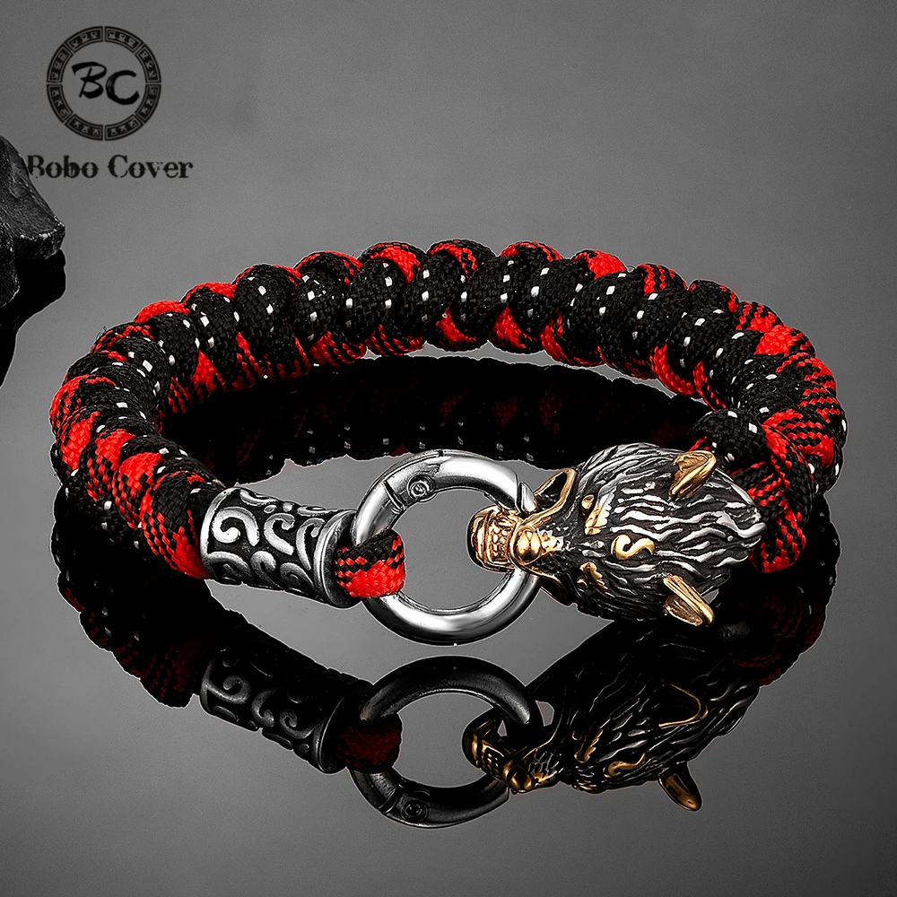 Retro Norse Odin's Wolf Survival Bracelets Men Viking Geri&freki ...