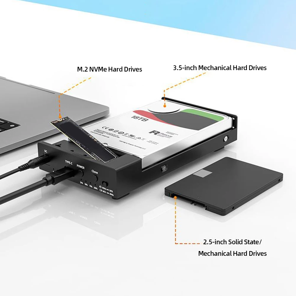 M-2-Nvme-SSD-Case-Dual-Bay-SATA-HDD-Docking-Station-Support-UASP-Type-C ...