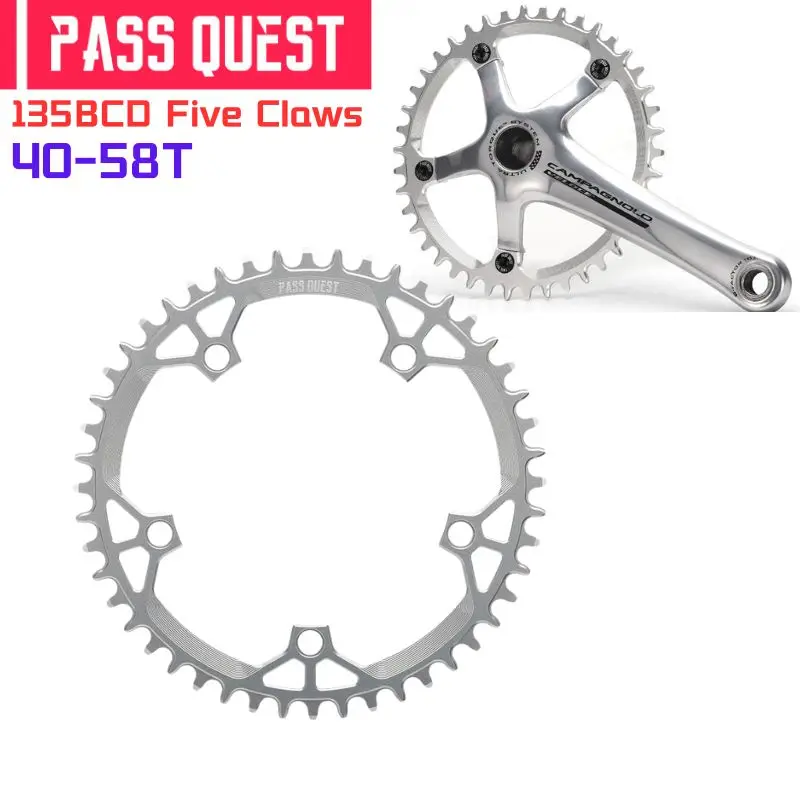 PASS-QUEST-40-58T-135BCD-Five-Claws-Round-11351-Road-Bike-Narrow-Wide ...
