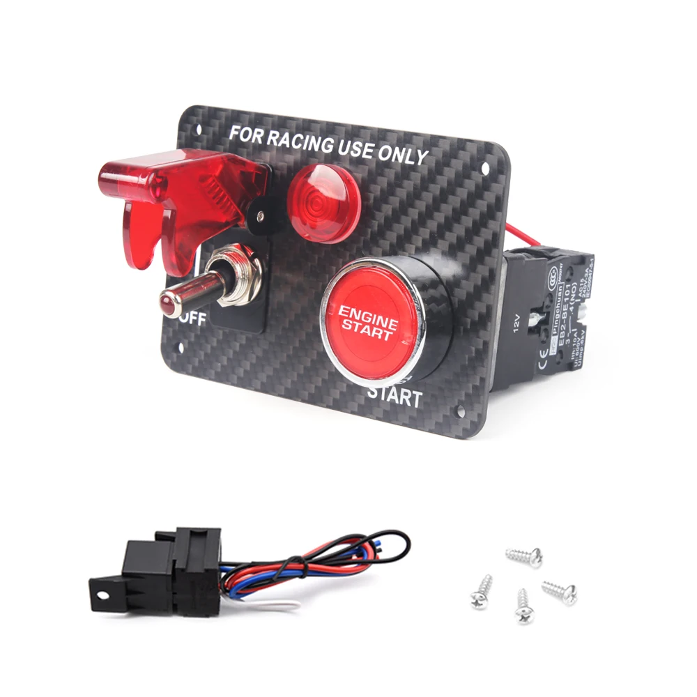 True-Carbon-Fiber-12V-LED-Toggle-Ignition-Switch-Panel-Engine-Start ...