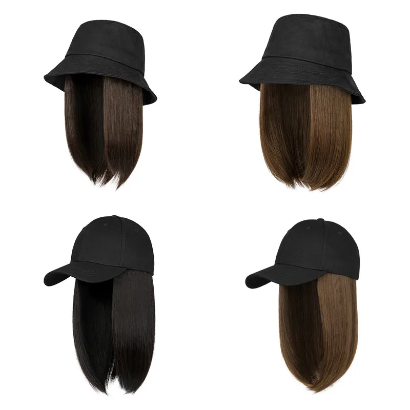 New 12inch Fisherman Hat Wig for Women Fashion Detachable Wig Hat ...