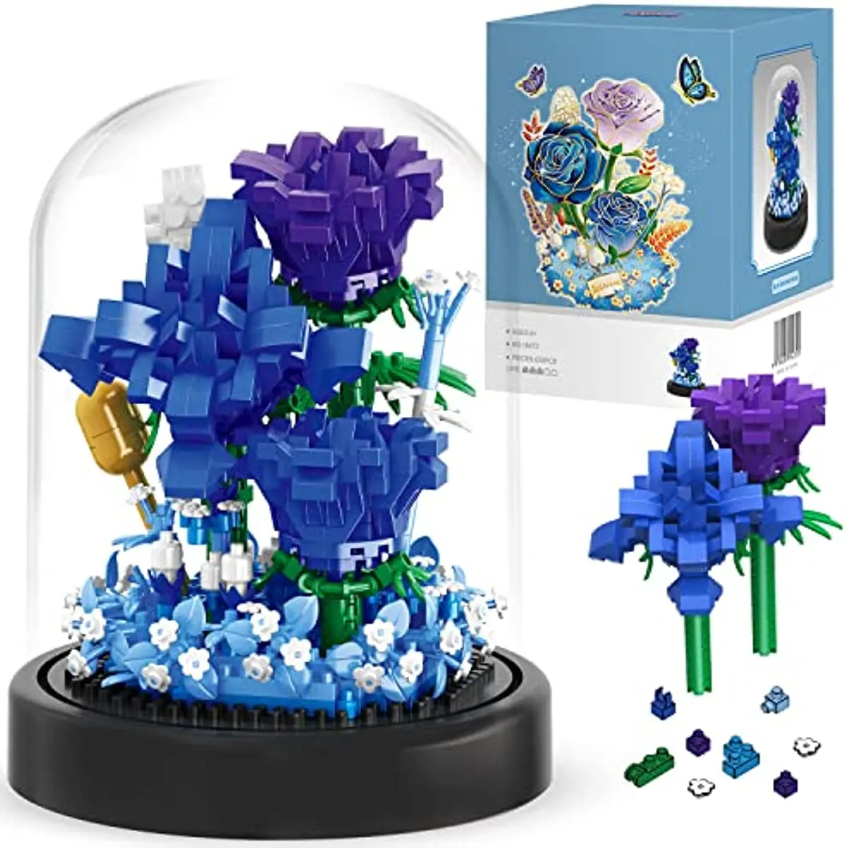 Flower-Bouquets-Building-Sets-630PCS-Building-Blocks-Blue-Rose-Building ...