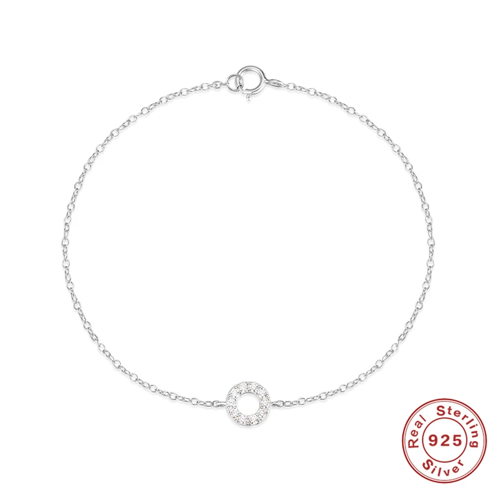 AIDE-Plata-925-Sterling-Silver-Single-Circle-Cubic-Zirconia-Bracelet-For-Women-20cm-Lenght ...