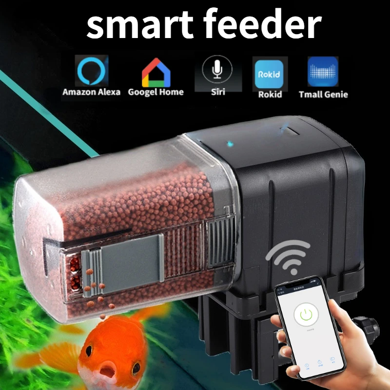 Automatic Aquarium Fish Tank Feeder Timing/wifi Wireless Smart Phone App Intelligent Speaker ...