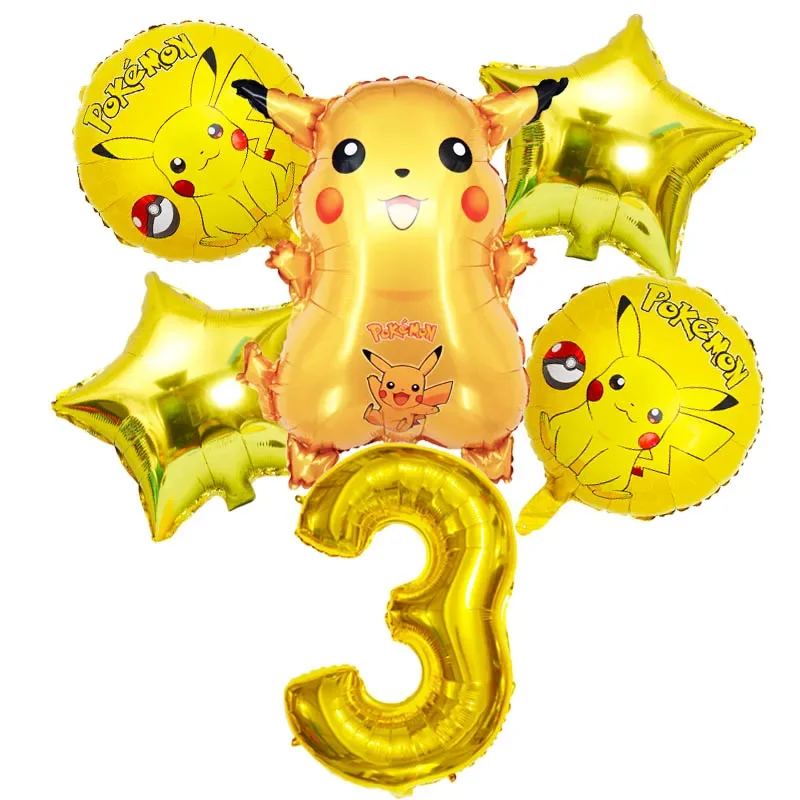 Juego de globos de aluminio con números para cumpleaños de Pokémon ...