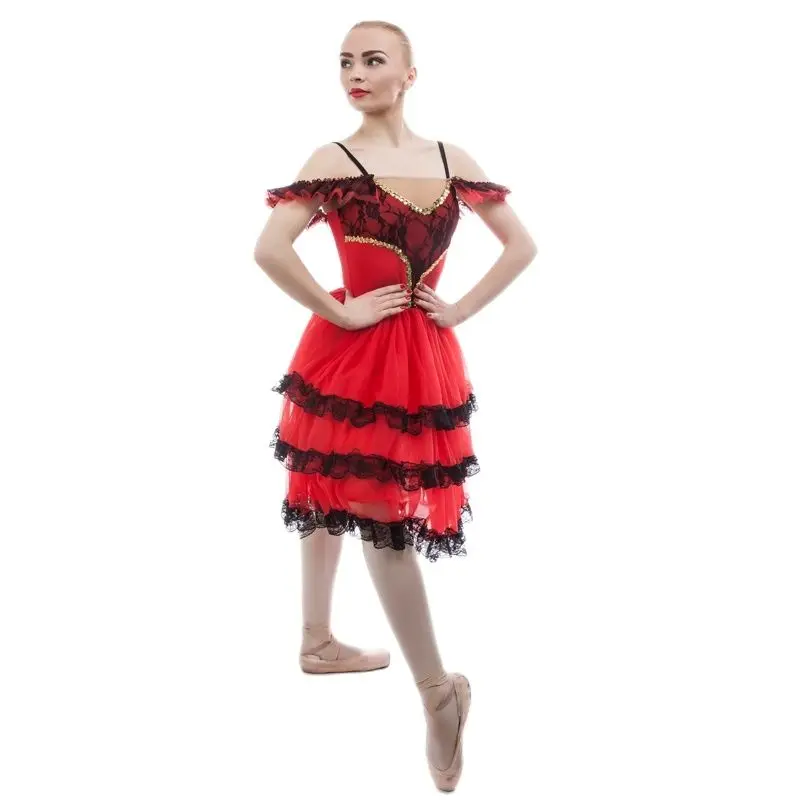 Spanish Ballet Tutu Red Dance Costume Ballerina Girl Dance Tutu Women ...