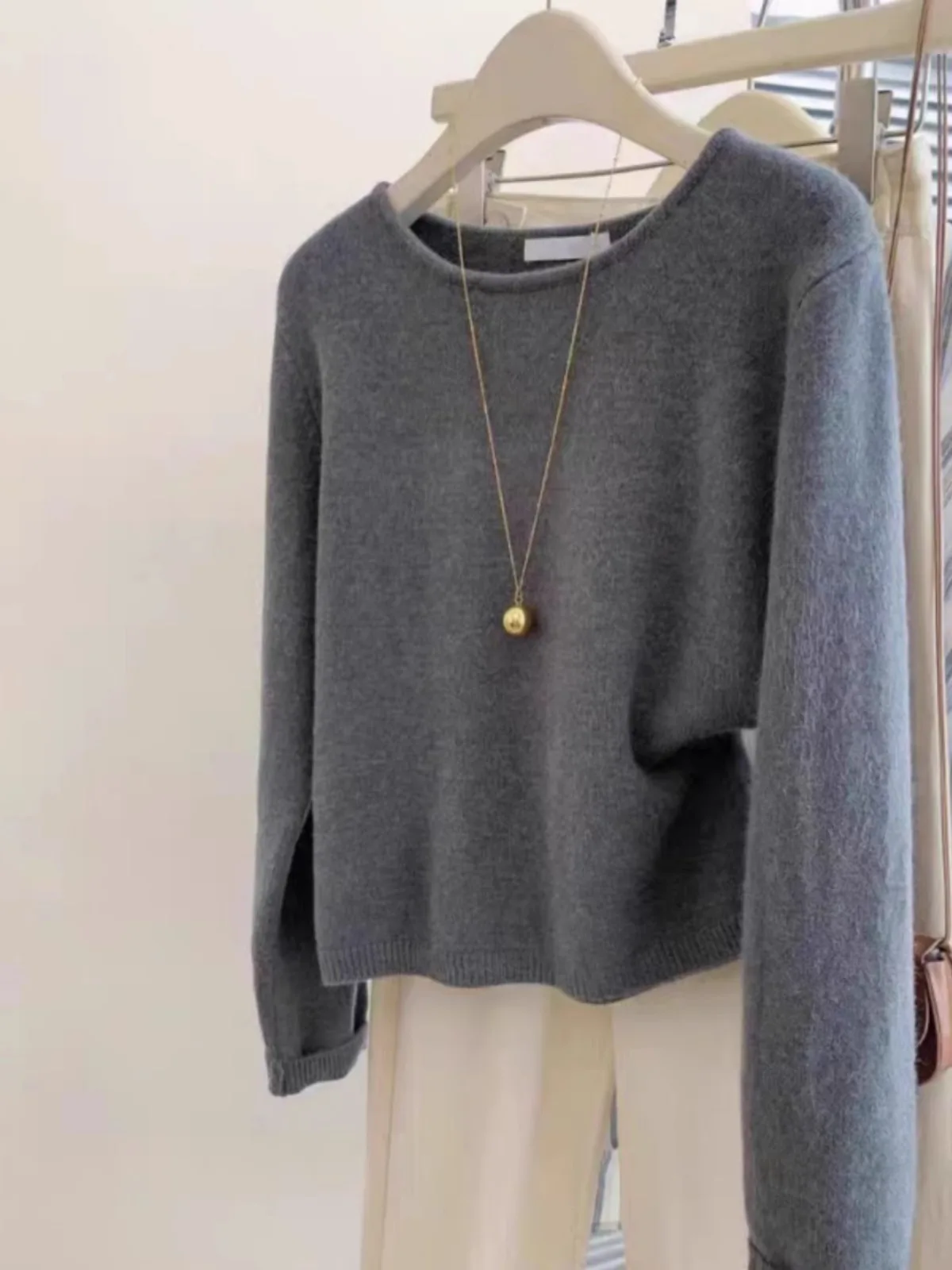 High-end soft waxy 100 pure cashmere sweater women's top autumn and ...