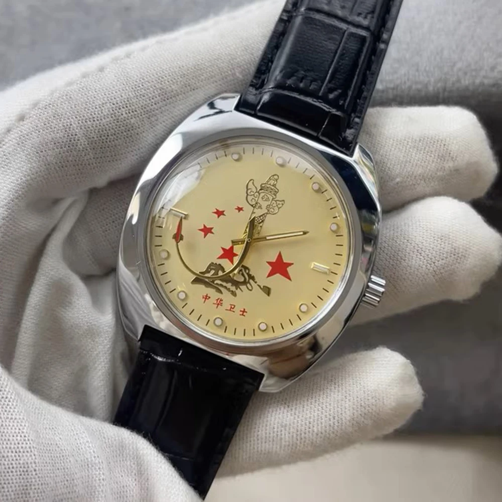 Vintage Shanghai Watches Men 40mm Hand Wind Mechanical Wristwatches ...