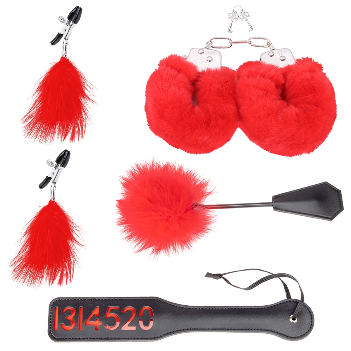 4-Pcs-SM-Restraint-Bondage-Red-Kits-Include-Feather-Nipple-Clips-Furry ...