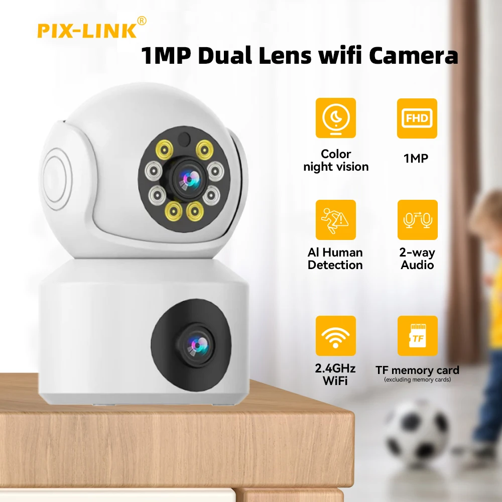 Dual-Lens-2MP-IP-Camera-WiFi-Surveillance-Camera-Array-Dome-Night ...
