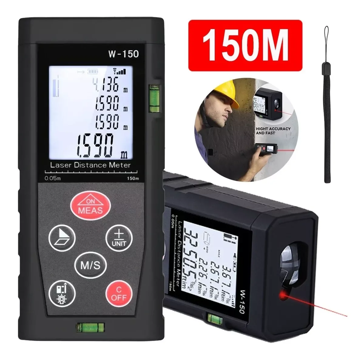 150M Digital Laser Distance Meter Laser Meter Laser Tape Measure New ...