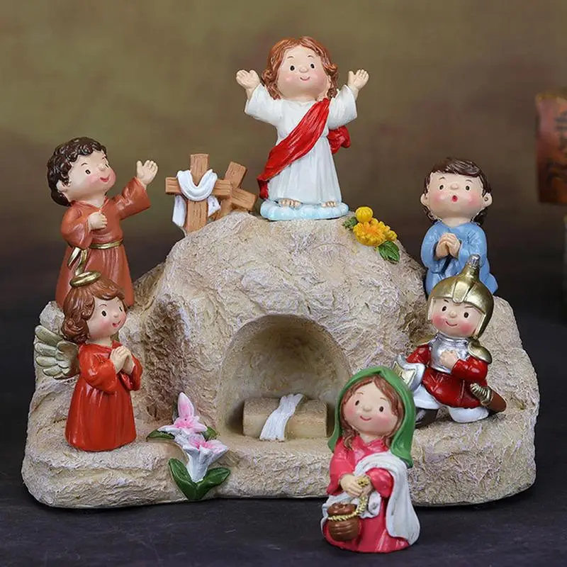 Jesus-Figurines-And-Statues-Cartoon-Jesus-Statue-Tomb-Set-Collectible ...