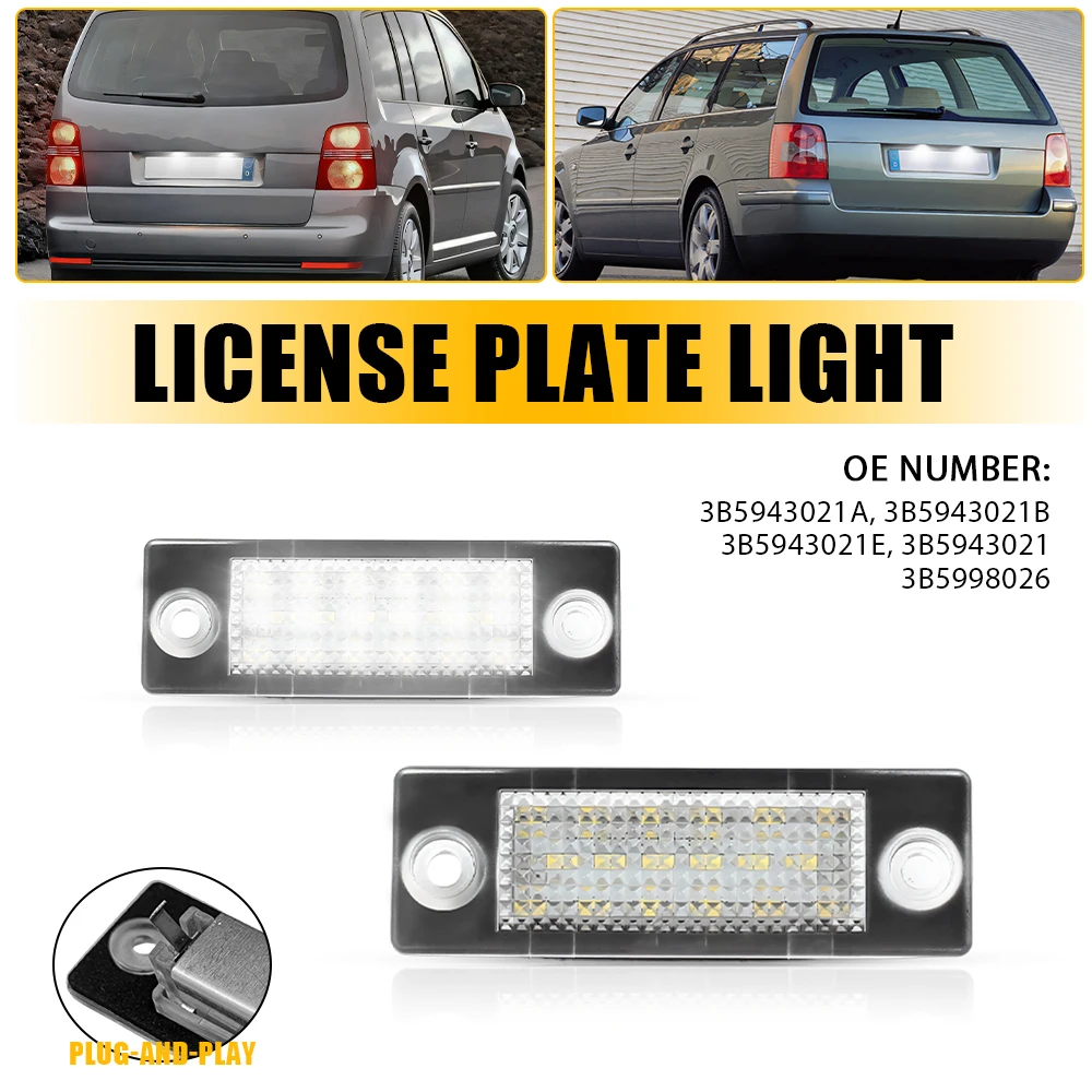 2Pcs 18LED Car License Plate Number Light For Volkswagen VW Golf MK4 ...
