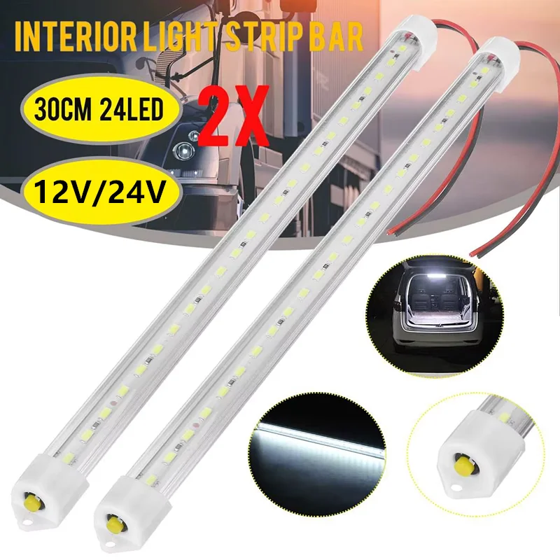 2PCS 24LED RV Camper Light Reading Light Bar 12V Bus Motorhome Van ...