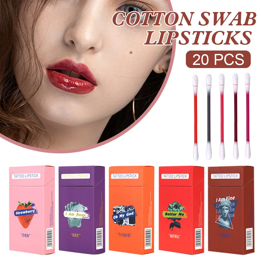 20pcs-Disposable-Cotton-Swab-Lipsticks-Set-Waterproof-Non-Sticky-Tattoo ...
