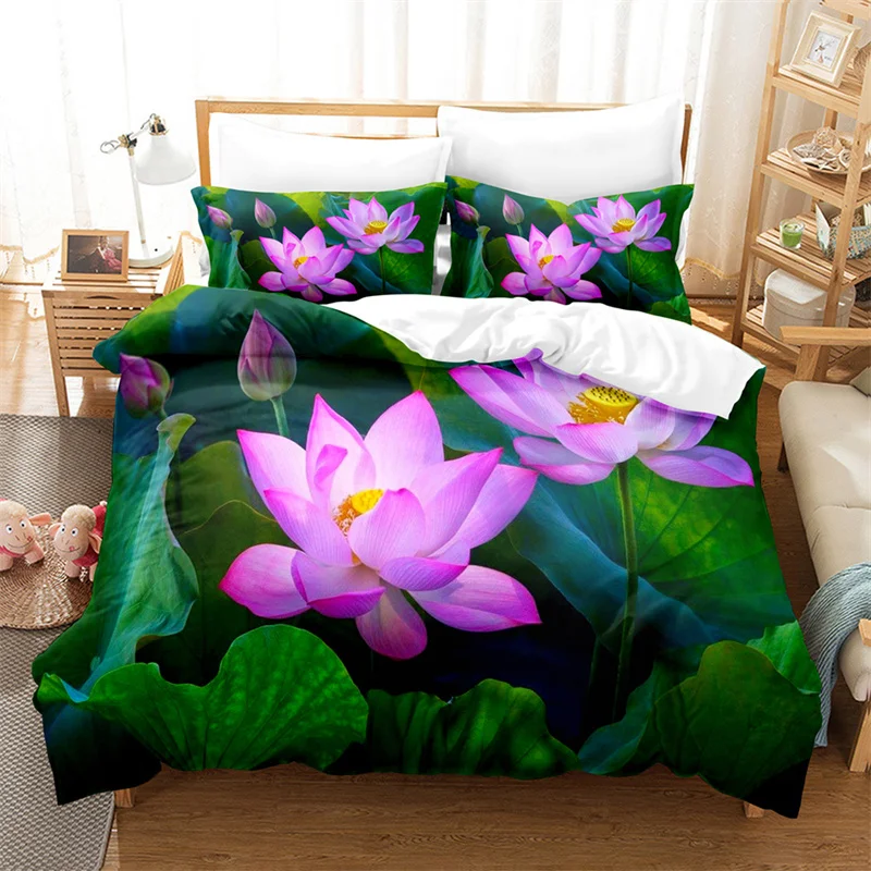 Lotus-Green-Leave-Bedding-Bedroom-Duvet-Cover-Set-Queen-Bedding-Set ...