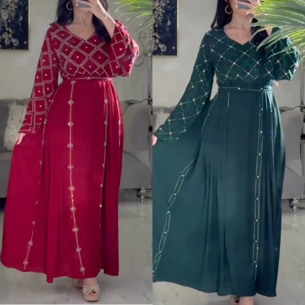 Evening-Saudi-Arabia-Jersey-Draped-Beading-Wedding-Party-A-line-V-neck ...