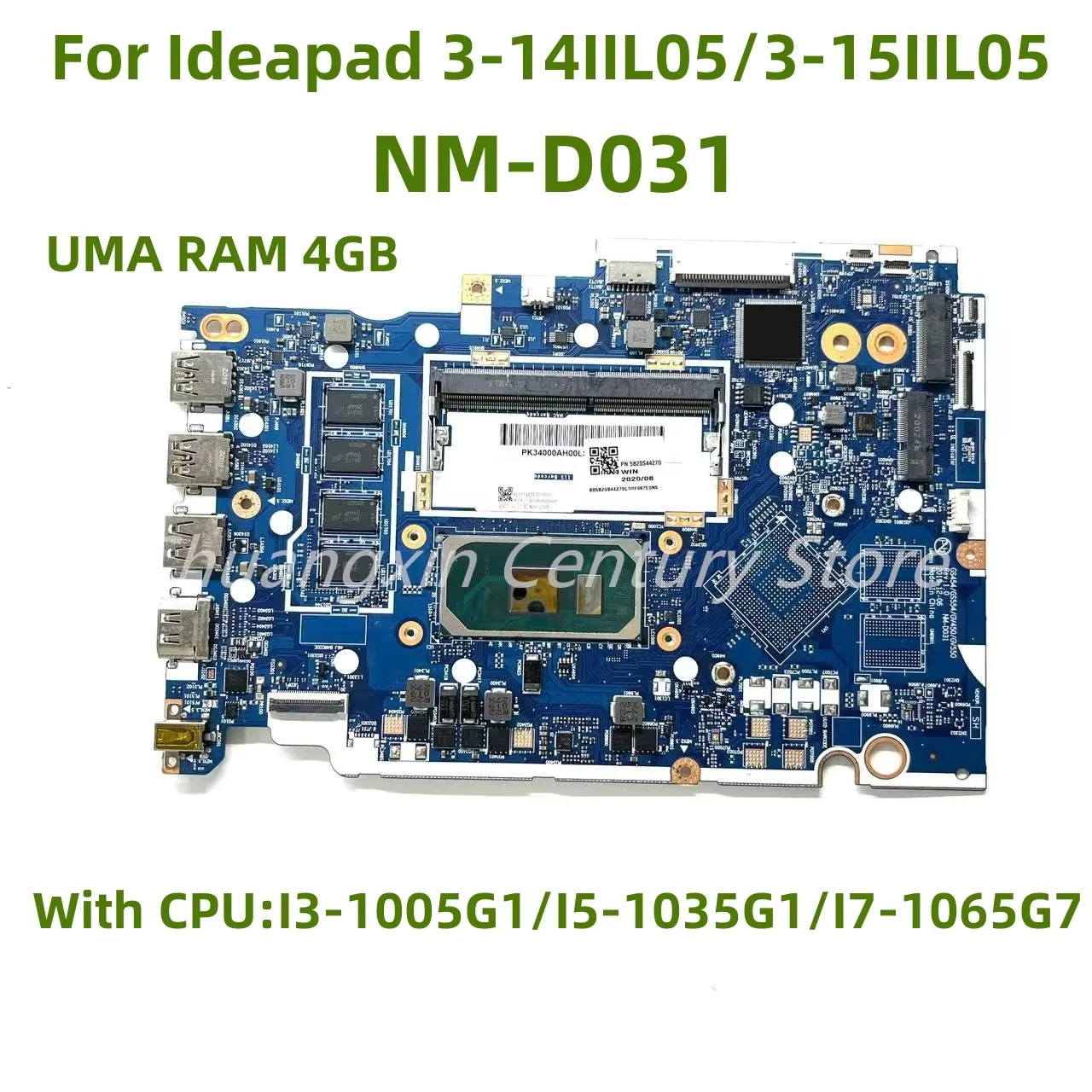 NM-D031 Motherboard For Lenovo ideapad 3-14IIL05/3-15IIL05 Laptop CPU ...