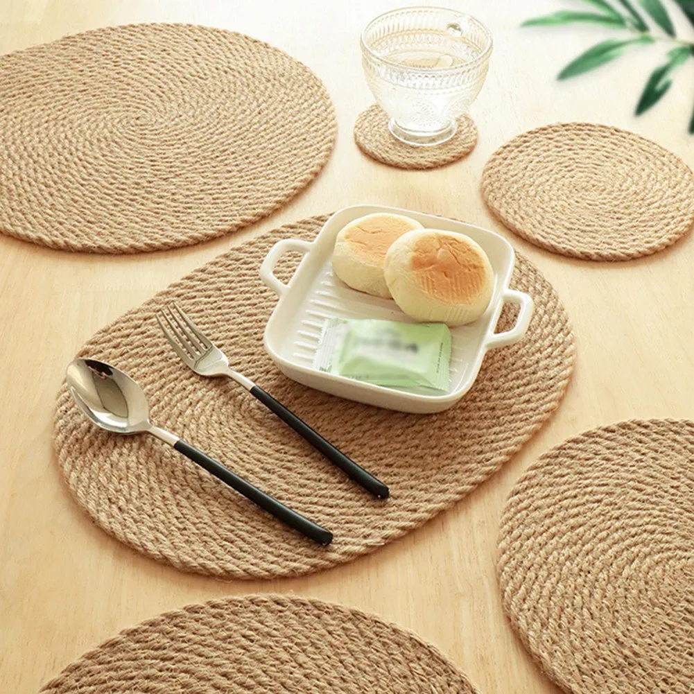 Round-Woven-Placemats-Natural-Placemats-Straw-Braided-Rattan-Placemat ...