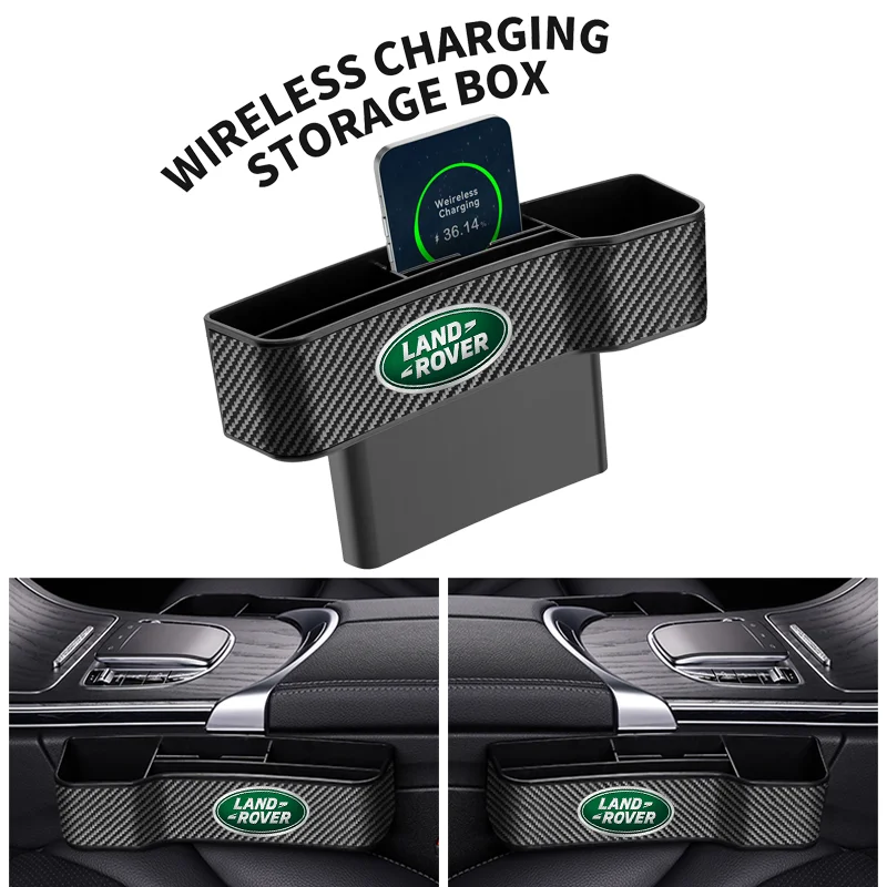 Car Carbon Fiber Leather Seat Gap Storage Box Organizer For Land Rover ...