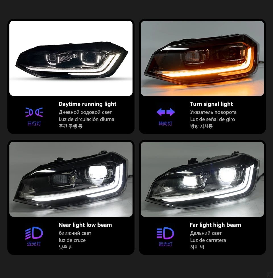 Car Lights For Vw Polo Led Headlight Projector Lens 2011-2018 Vento ...