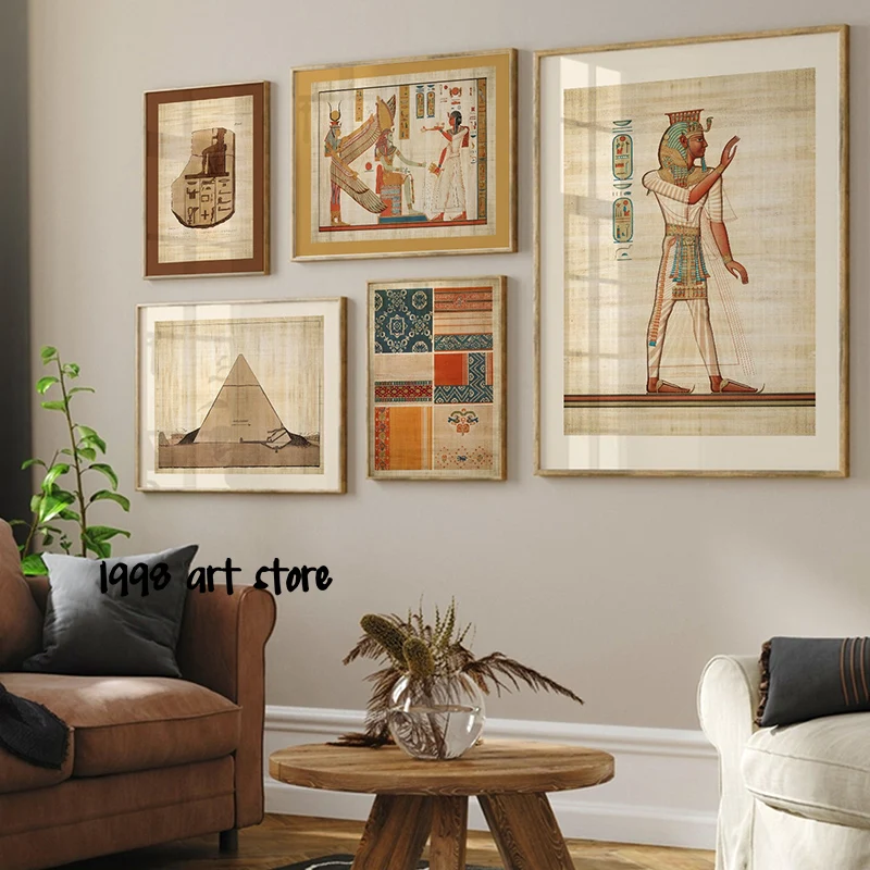 Vintage-Ancient-Egyptian-Egypt-Pyramid-Gods-Hieroglyphs-Carving-Art ...