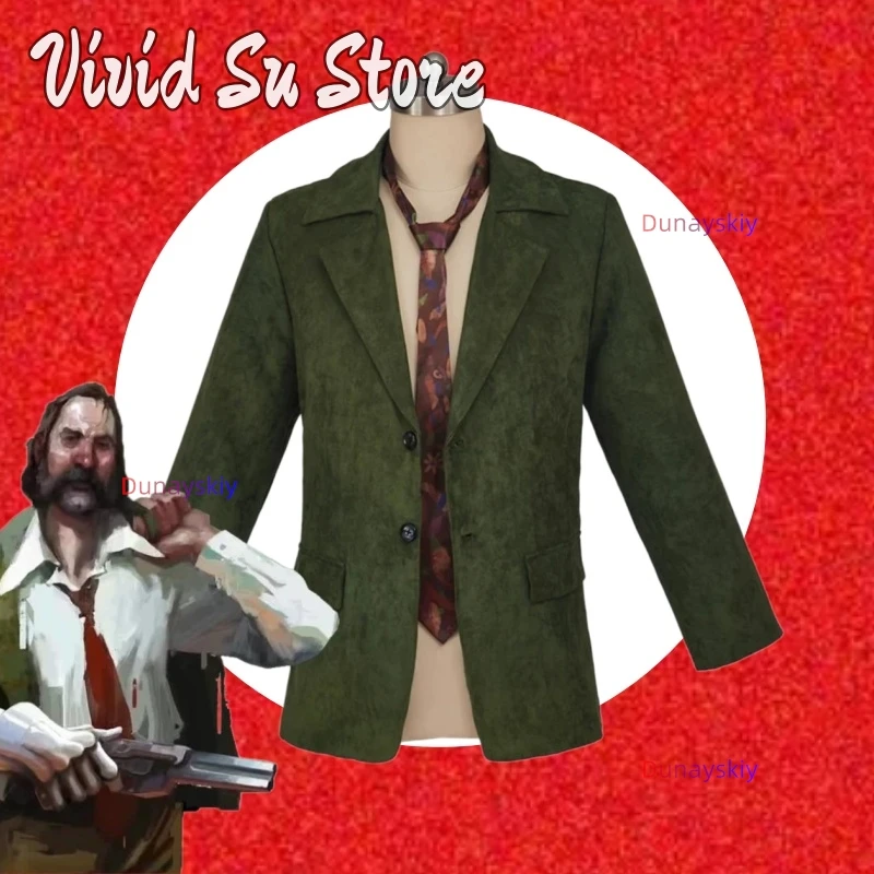 Game Disco Elysium Cosplay Harrier Du Bois Costume Green Suit+Tie ...