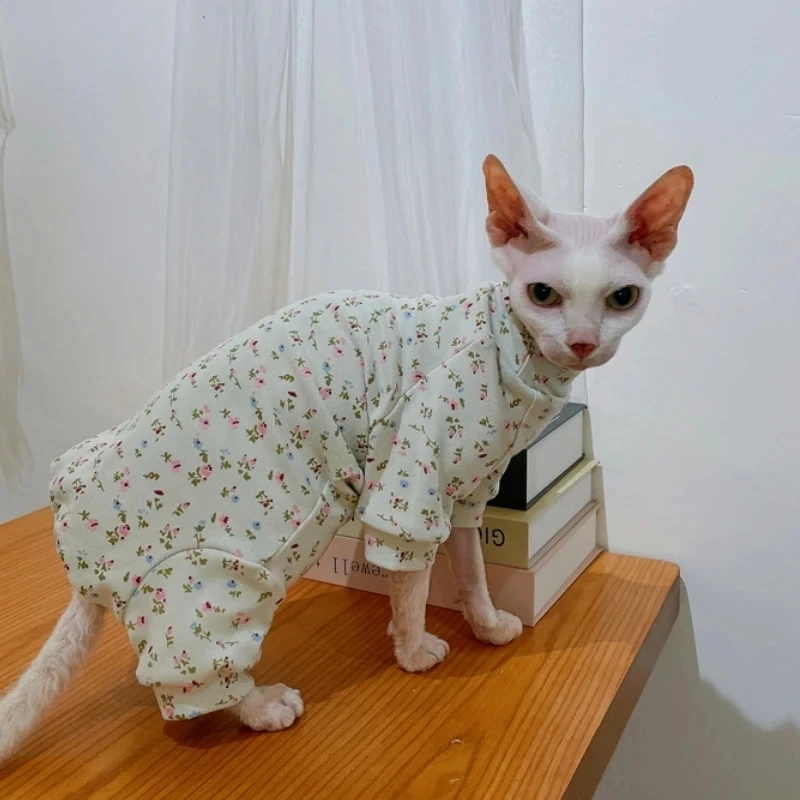 Cat-Clothing-Sphynx-Soft-Cotton-Jumpsuit-for-Kittens-Winter-Warm-Green ...