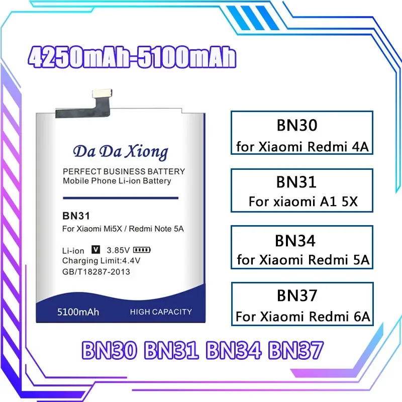 High Capacity Bateria BN30 BN31 BN34 BN37 Battery For Xiaomi Mi Redmi 6 ...