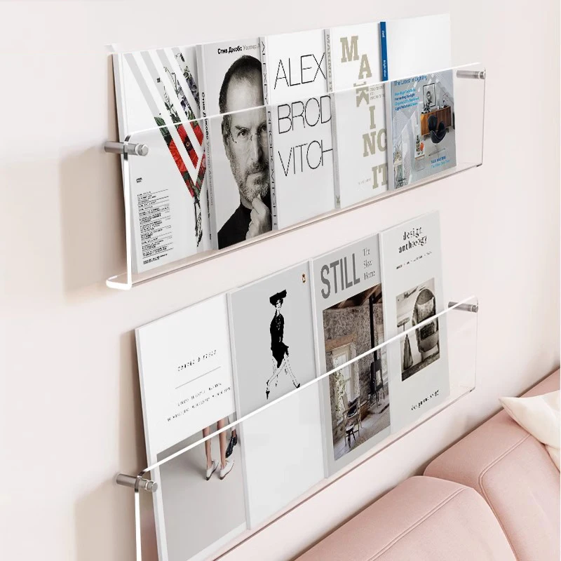 Wall-Acrylic-Bookshelf-Home-Display-Rack-Bedroom-Bookshelf-Punch-Free ...