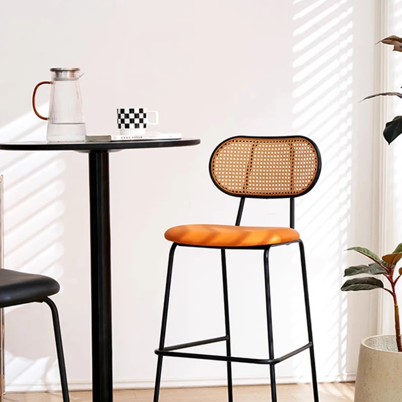 High Pink Accent Bar Stools Reception Rattan Luxury Kitchen Counter ...