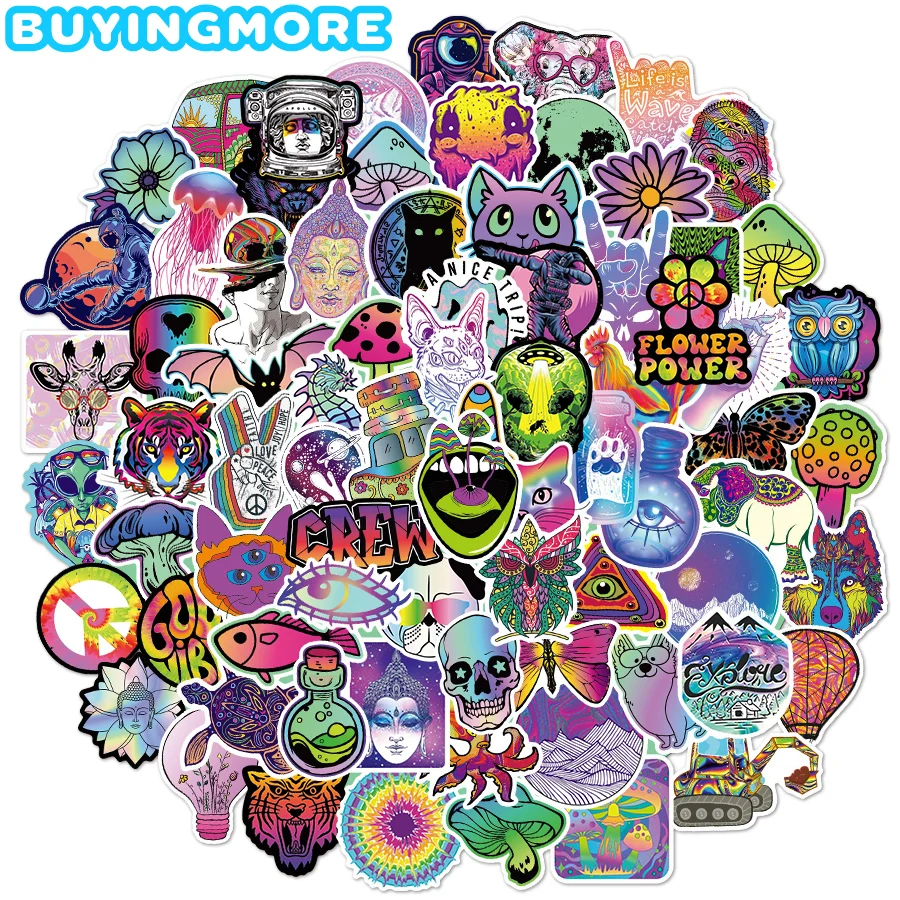 10-60-120PCS-Colorful-Psychedelic-Cartoon-Sticker-for-Laptop-Skateboard ...