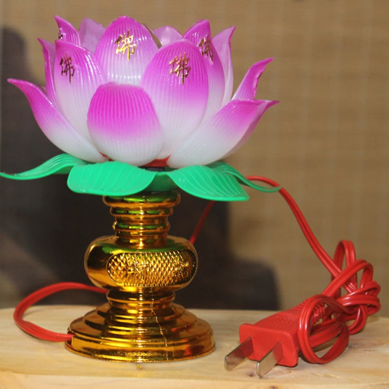 Colorful Electric Buddha Lotus Light Flameless Flicker LED Candle Tea ...